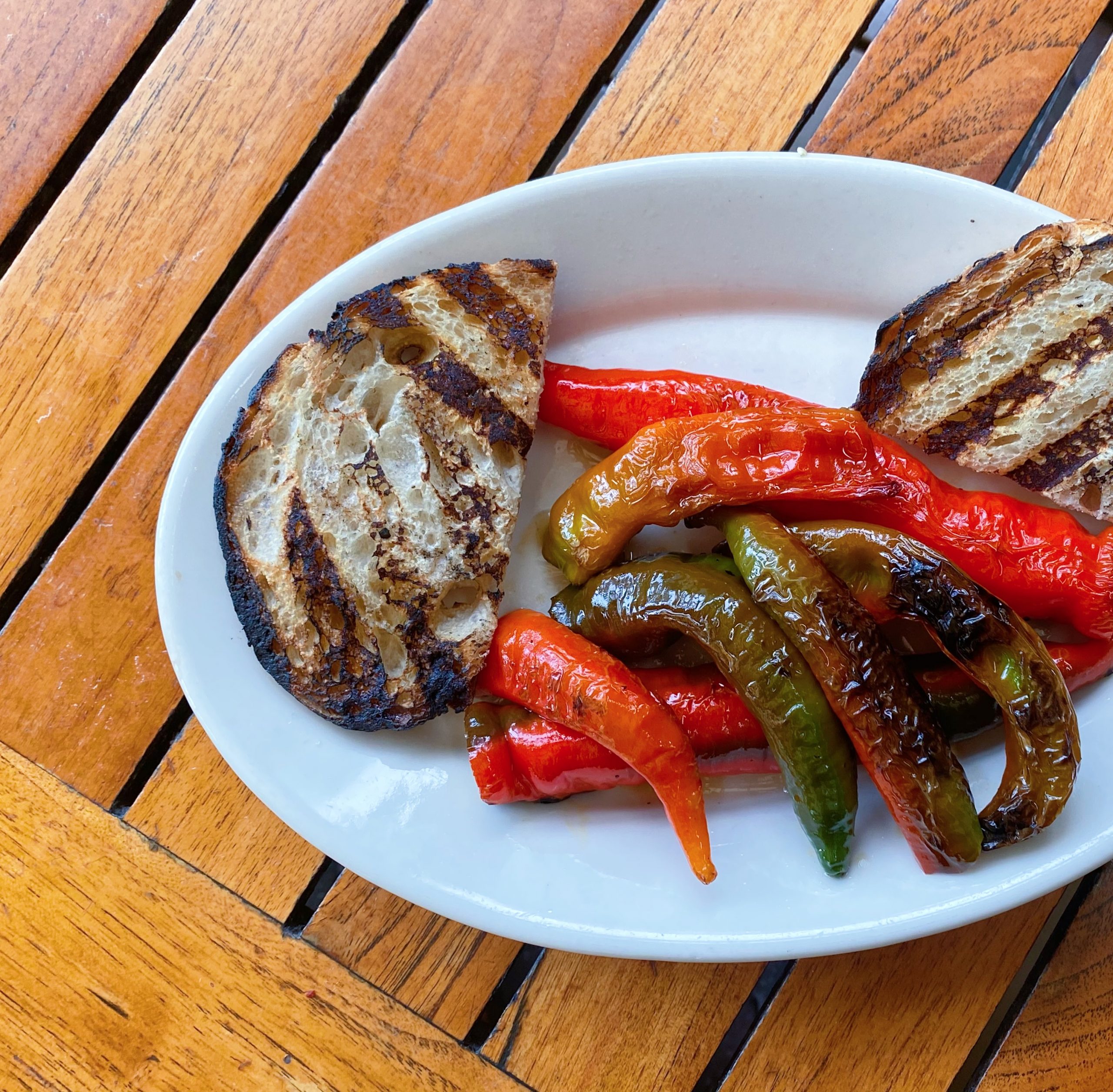 A plate of Jimmy Nardello peppers. – Zingerman's Roadhouse